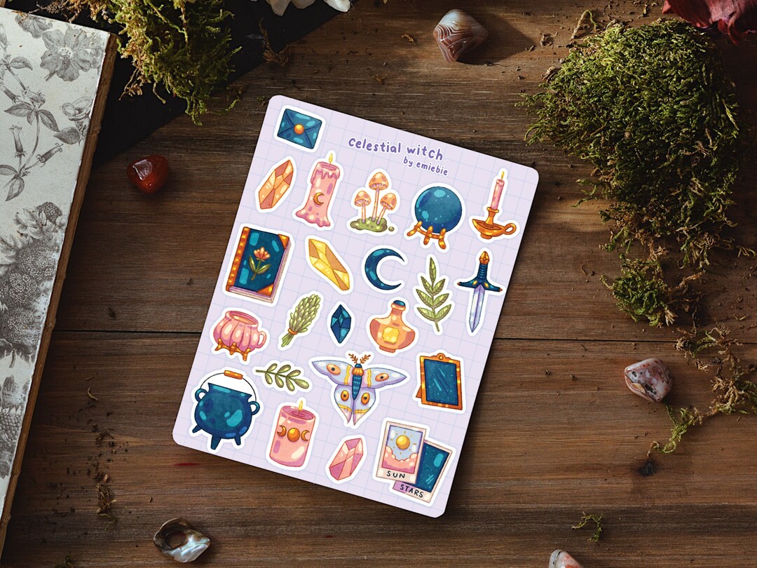 Sticker Sheet Celestial Witch Journal Stickers, Planner Stickers ...