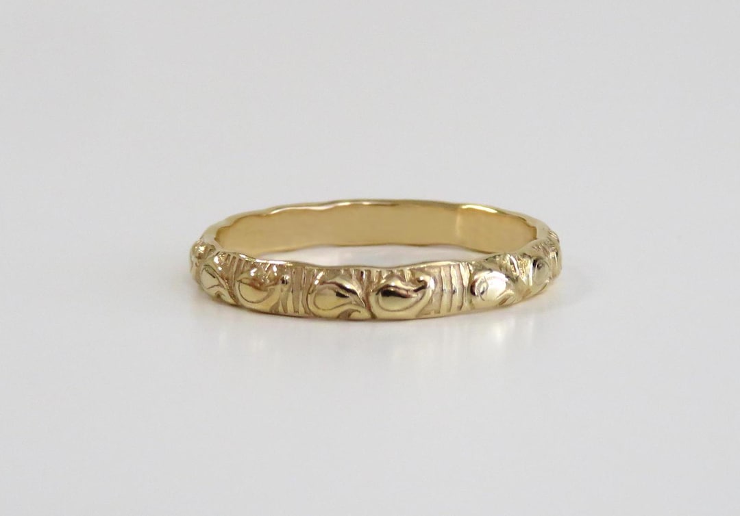 Gold Ring, 14k Gold Filled Ring, Pattern Ring, Floral Ring, Vintage ...