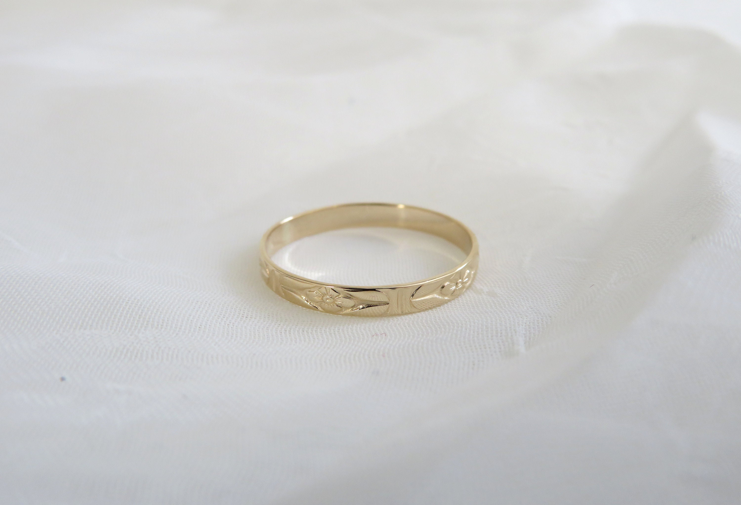 14k Gold Ring 14k Gold Pattern Ring Gold Ring Floral Ring - Etsy