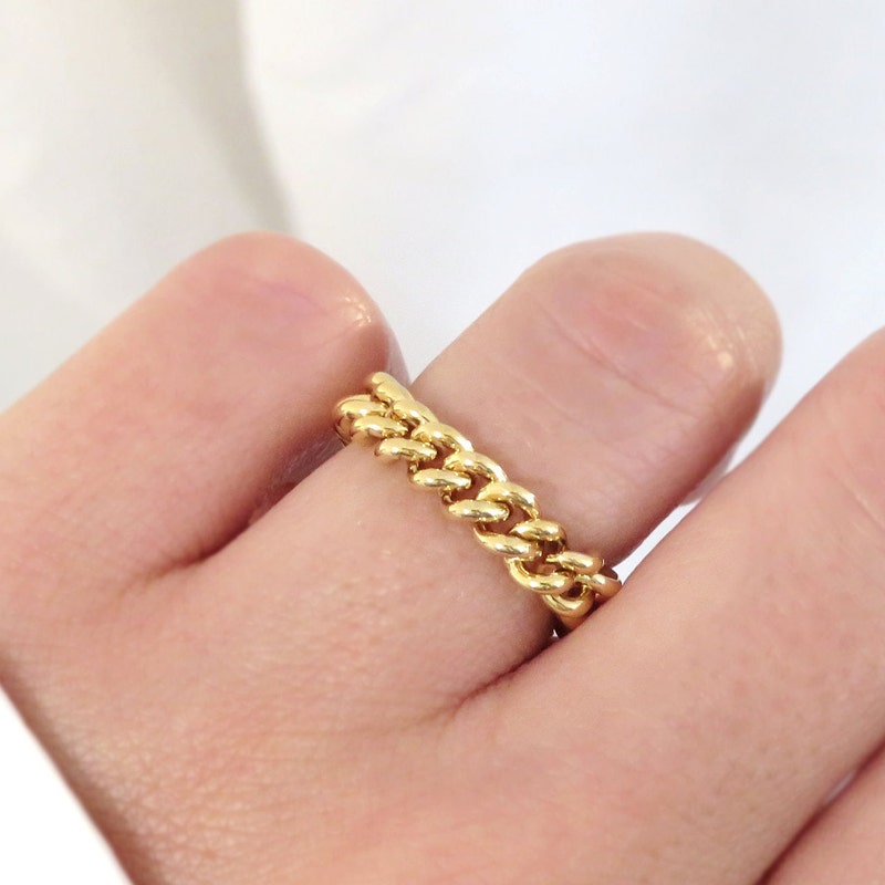 Gold Chain Ring - Etsy