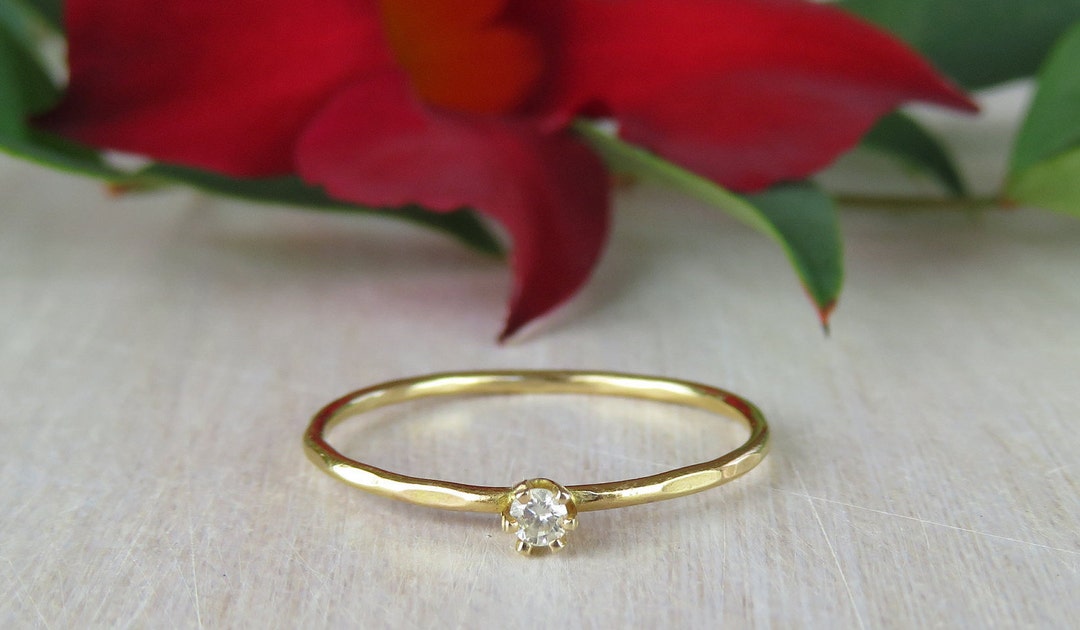 Gold Diamond Ring, Promise Ring, Engagement Ring, Stacking Ring Gift ...