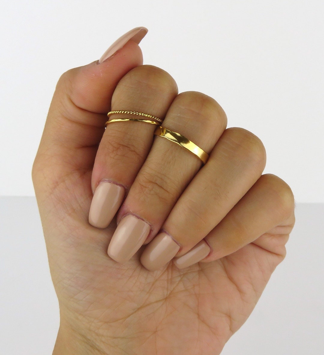 Gold Stacking Ring Set, Set of Rings, 14k Gold Filled Ring, Dainty Thin ...