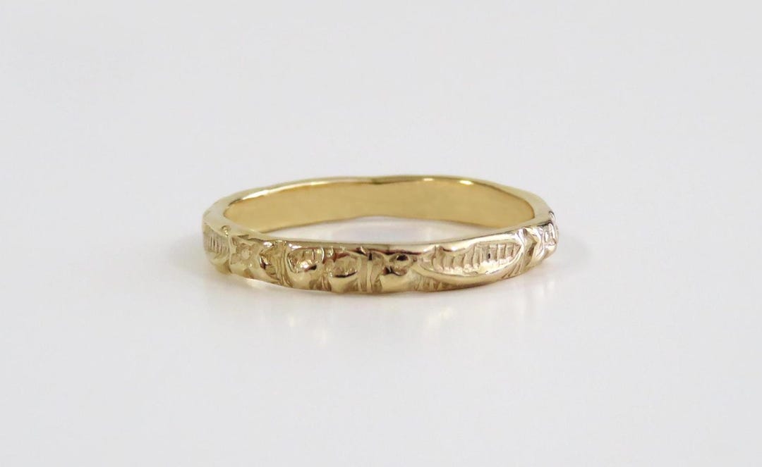 Gold Ring, 14k Gold Filled Ring, Pattern Ring, Floral Ring, Vintage ...