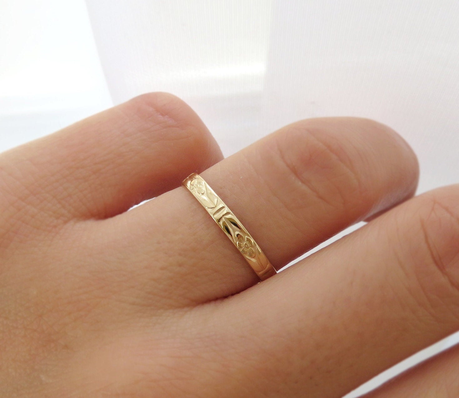 14k Gold Ring 14k Gold Pattern Ring Gold Ring Floral Ring - Etsy