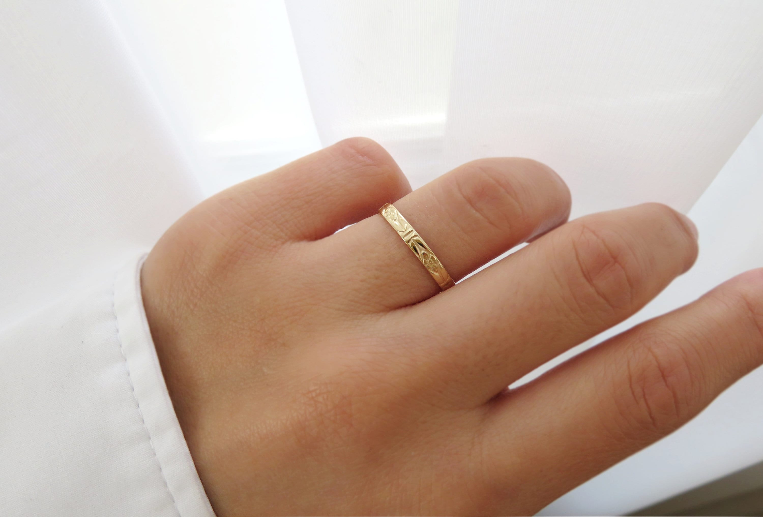 14k Gold Ring 14k Gold Pattern Ring Gold Ring Floral Ring - Etsy