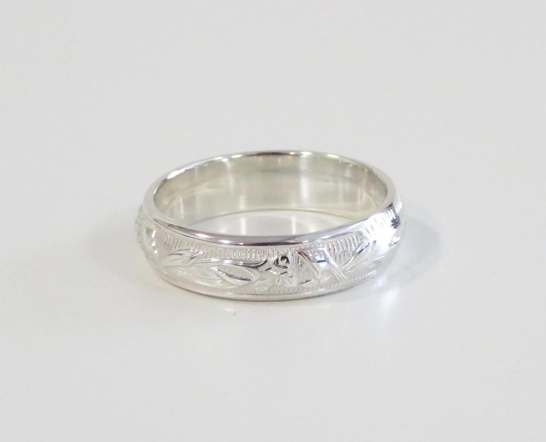 Silver Band, Floral Silver Band, Silver Ring, Sterling Silver Ring ...