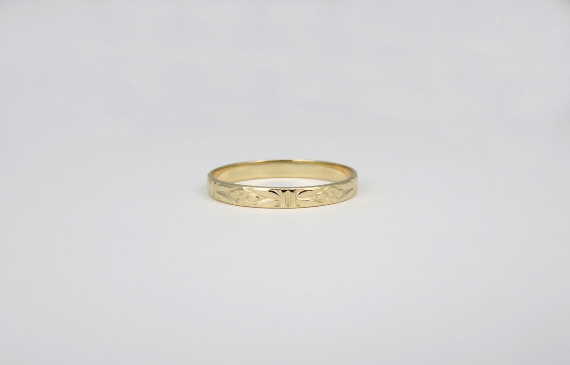 14k Gold Ring 14k Gold Pattern Ring Gold Ring Floral Ring - Etsy