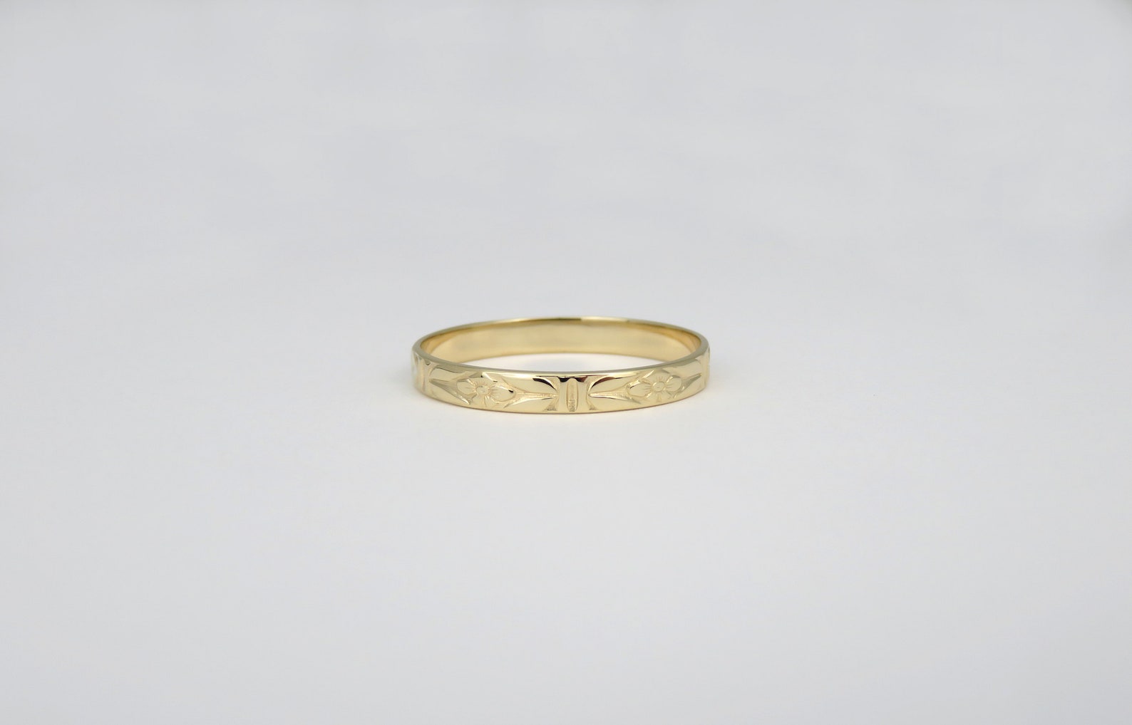 14k Gold Ring, 14k Gold Pattern Ring, Gold Ring, Floral Ring, Gold ...