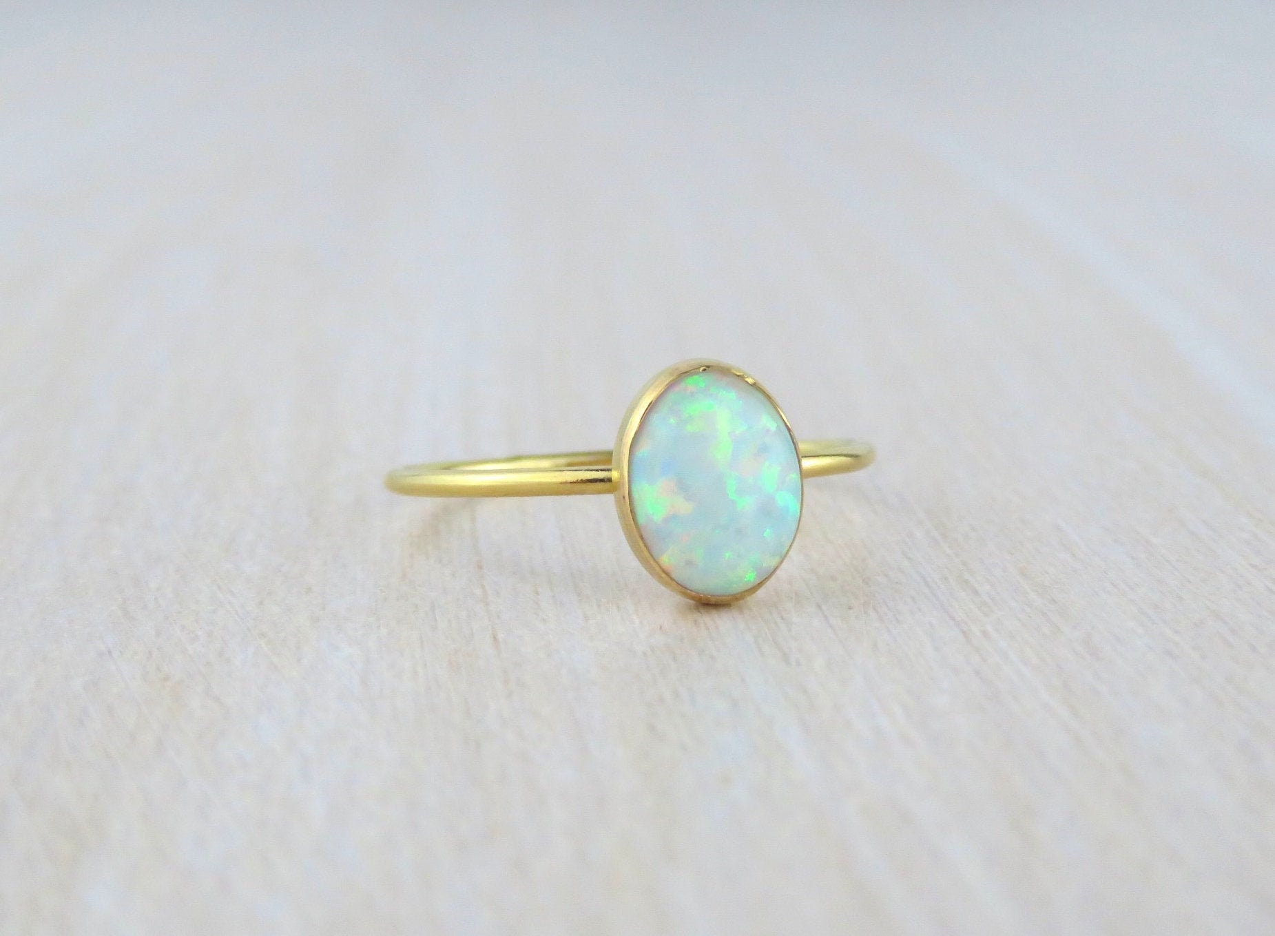 Gold Opal Ring White Opal Ring White Fire Opal Ring | Etsy