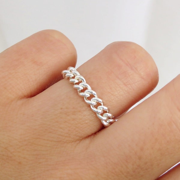 Silver Chain Ring - Etsy