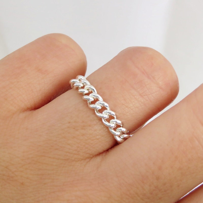 Silver Chain Ring - Etsy