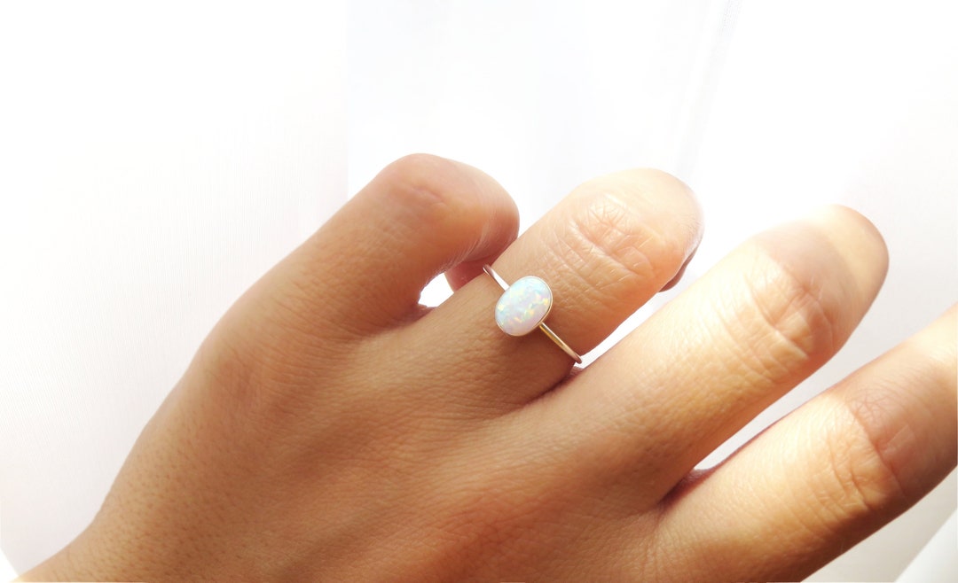 White Opal Ring, White Fire Opal Ring, Multicolour Fire Opal, Silver ...