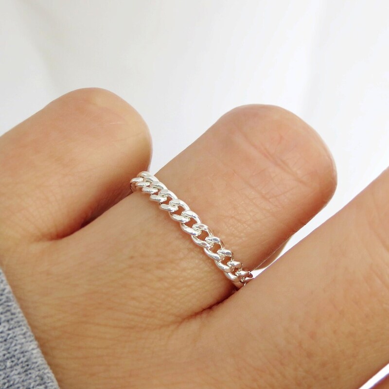 Silver Chain Ring - Etsy