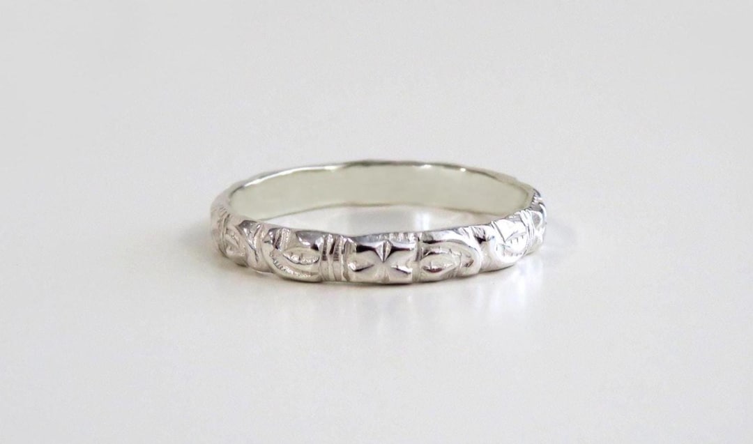 Silver Band, Floral Silver Band, Silver Ring, Sterling Silver Ring ...