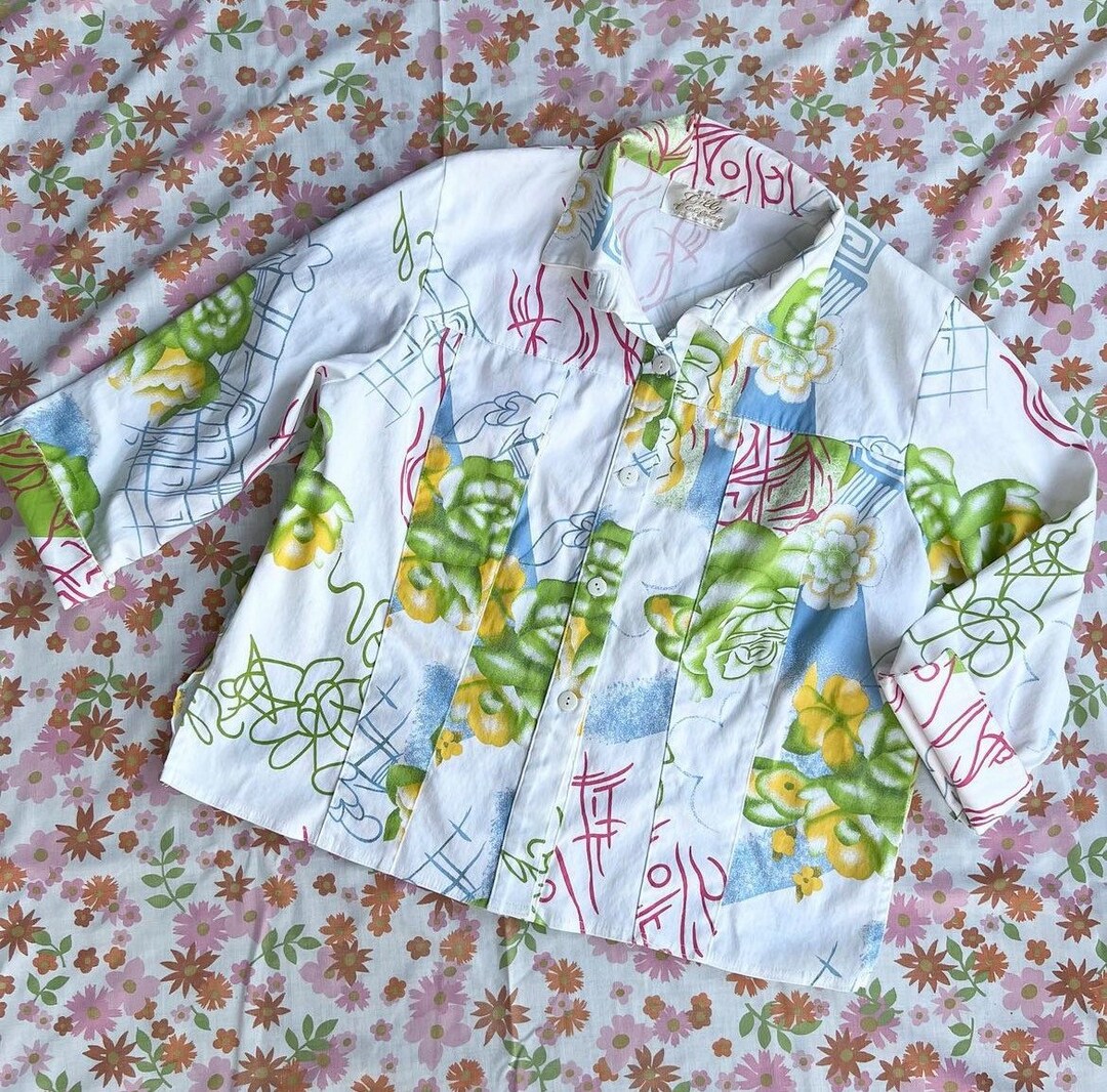 Vintage 1980s Funky Lily of California Top XL - Etsy
