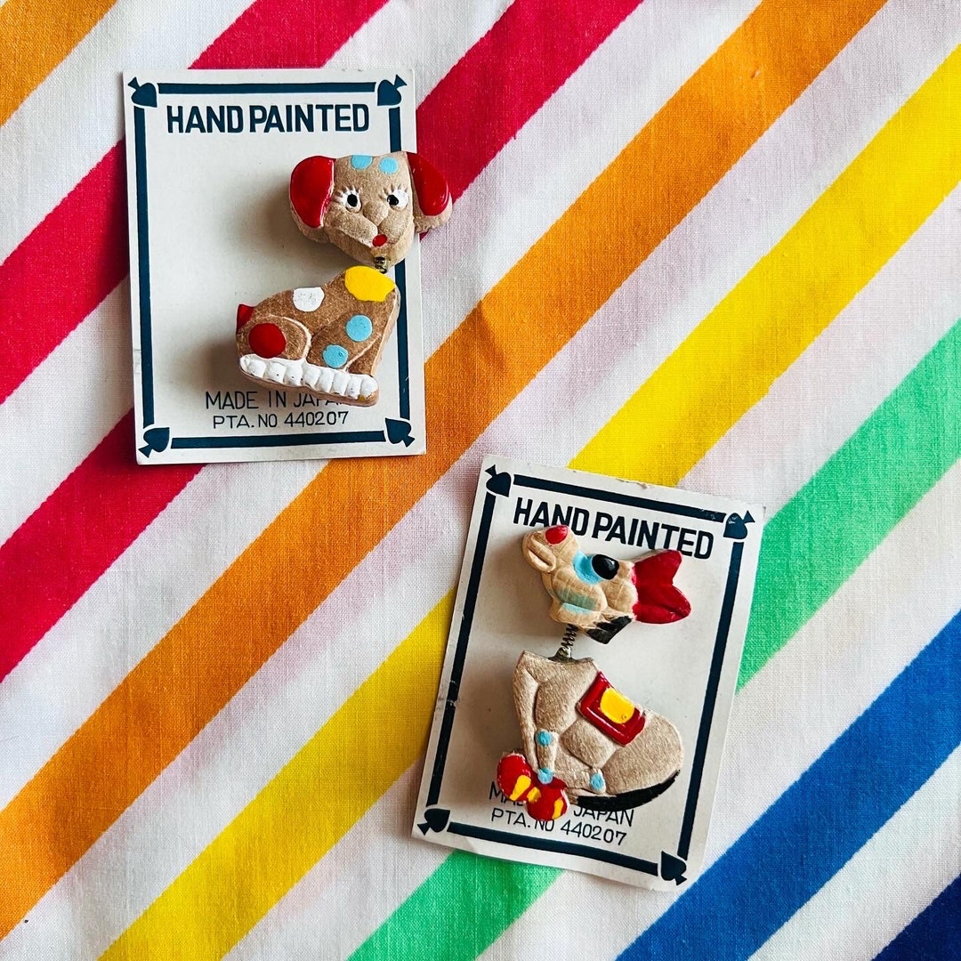 Vintage 1940s Wooden Dog and Horse Bobble Head Pins - Etsy