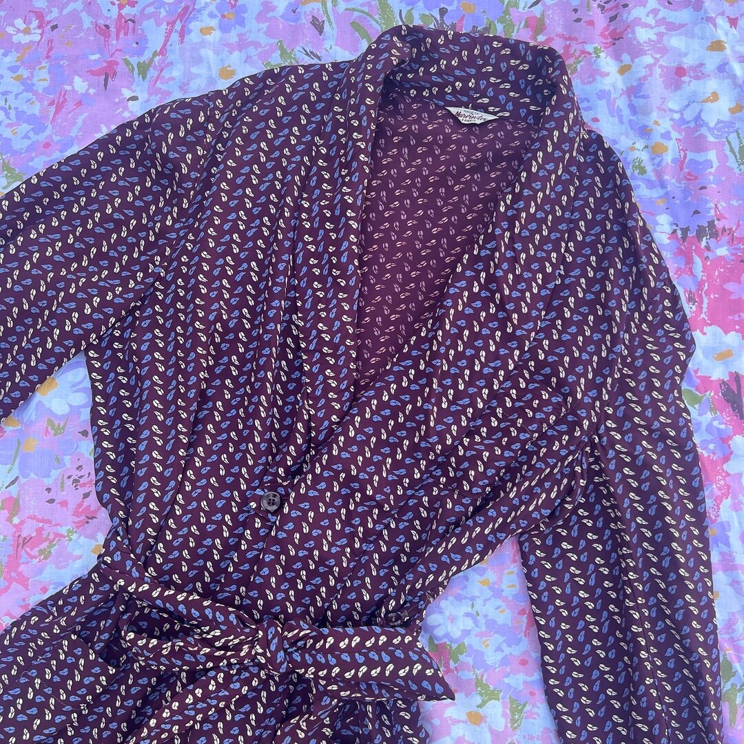 Vintage 1950s Marvin Tex Robe Leaf Print - Etsy