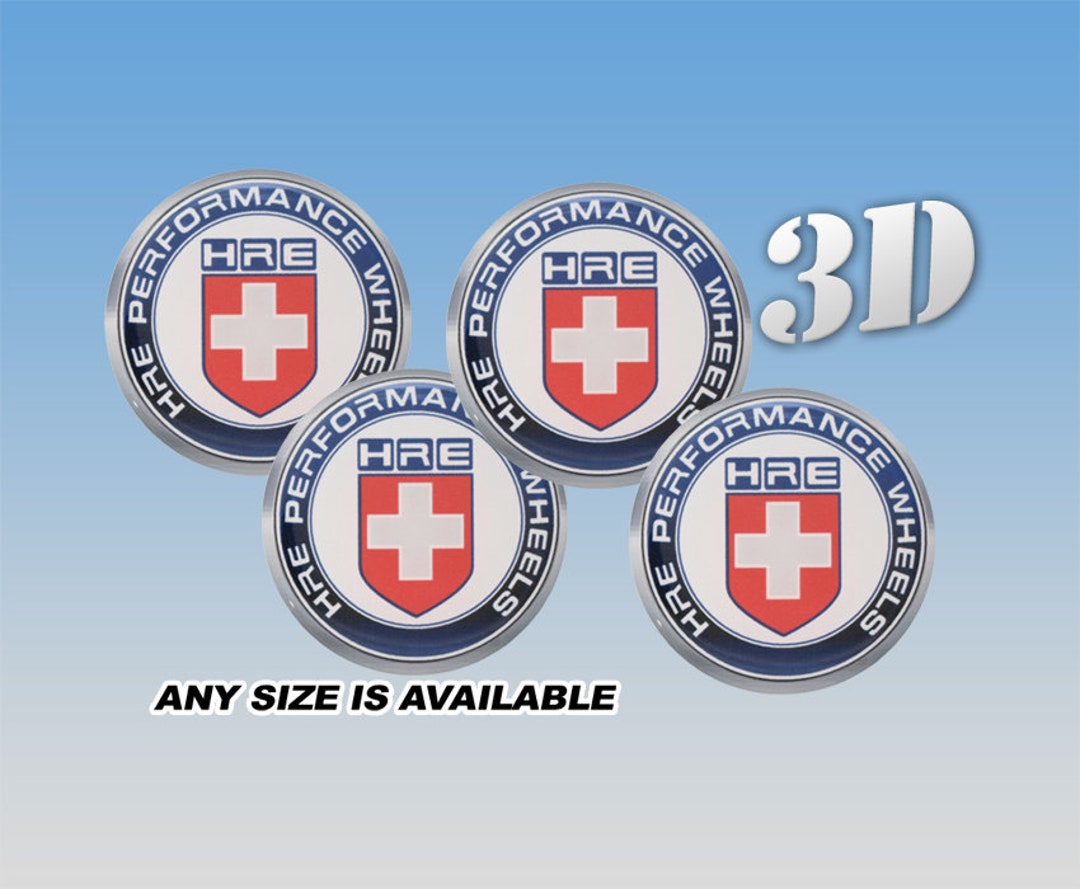 HRE Center Wheel Cap Decals Emblems Stickers c/w Any Size Set of 4 Pcs ...