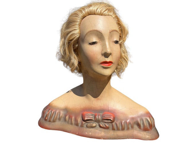 LAMOUREUX Mannequin, Vintage Ladies Plaster Mannequin Bust - Etsy