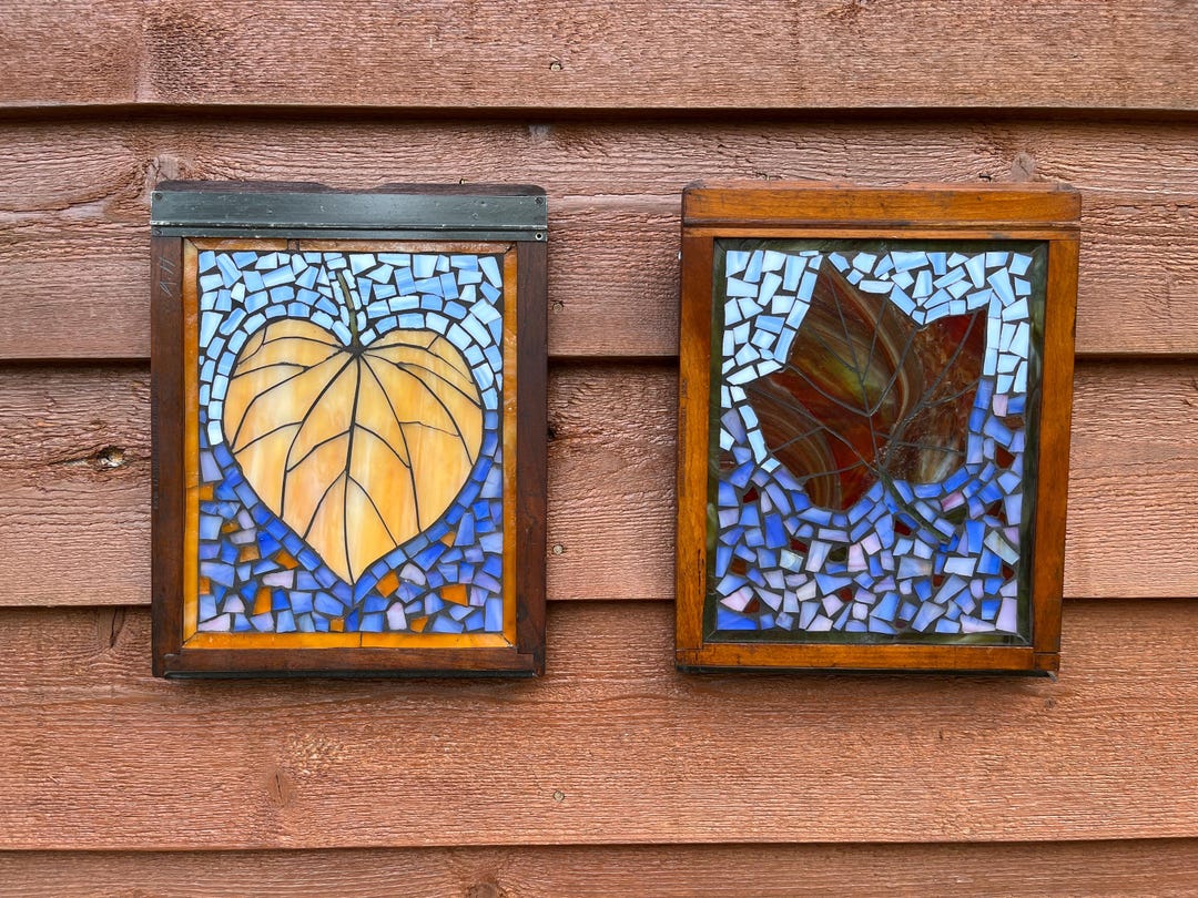 Mosaic Fall Leaves Wall Art, Maple, Redbud Leaves, Original Design ...