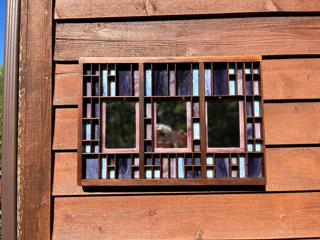 Wood Framed Large Wall Mirror, 3 Separate Mirrors, Stained Glass ...