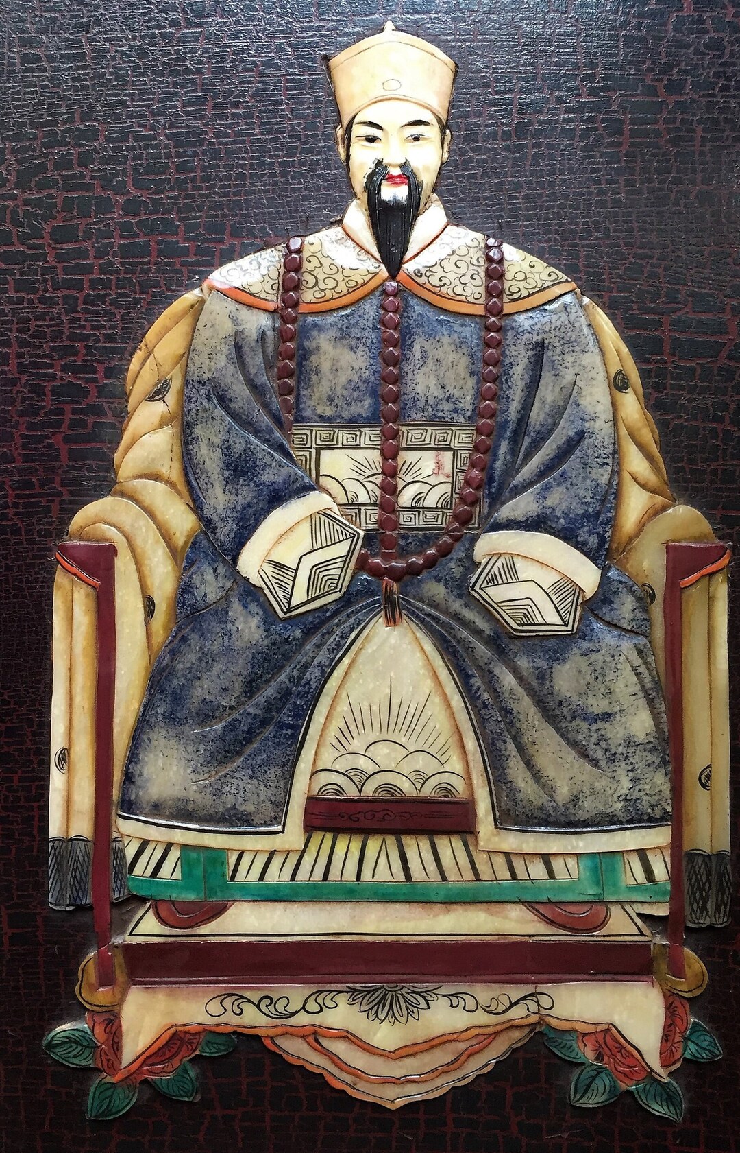 Chinese Qing Dynasty Emperor Shou-shan Stone Antique Large Wooden Panel ...