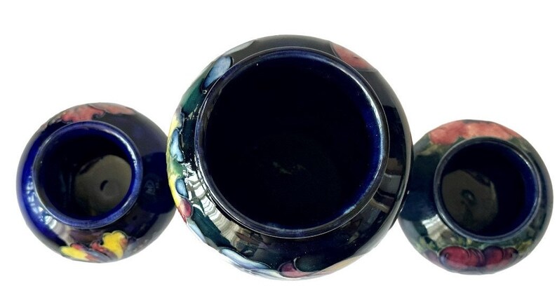 Moorcroft Art Pottery Group of Three Marked Classical Vases. England ...