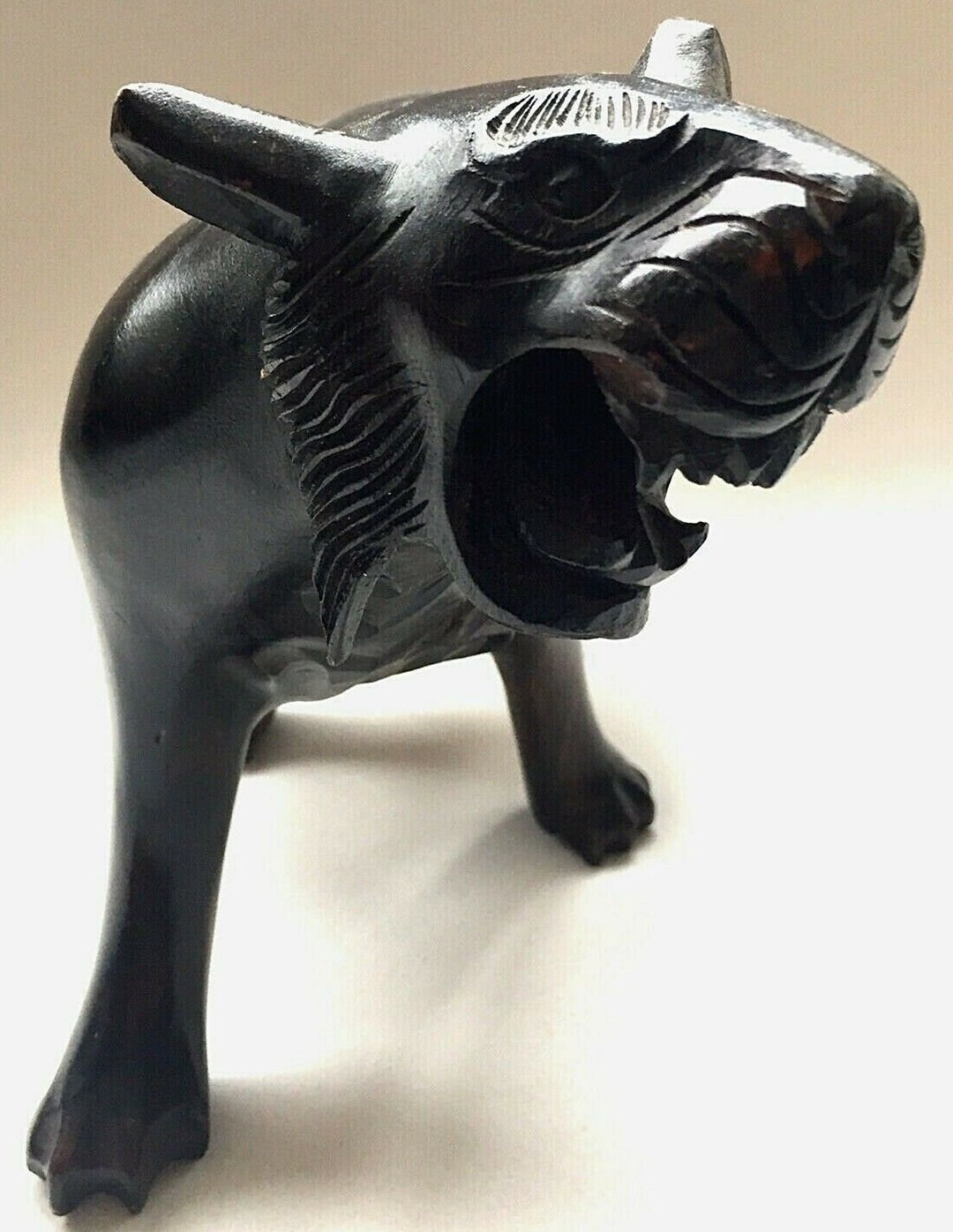 Tibetan/chinese Black Tiger Rosewood Hand Carved Animal Mythical Statue ...