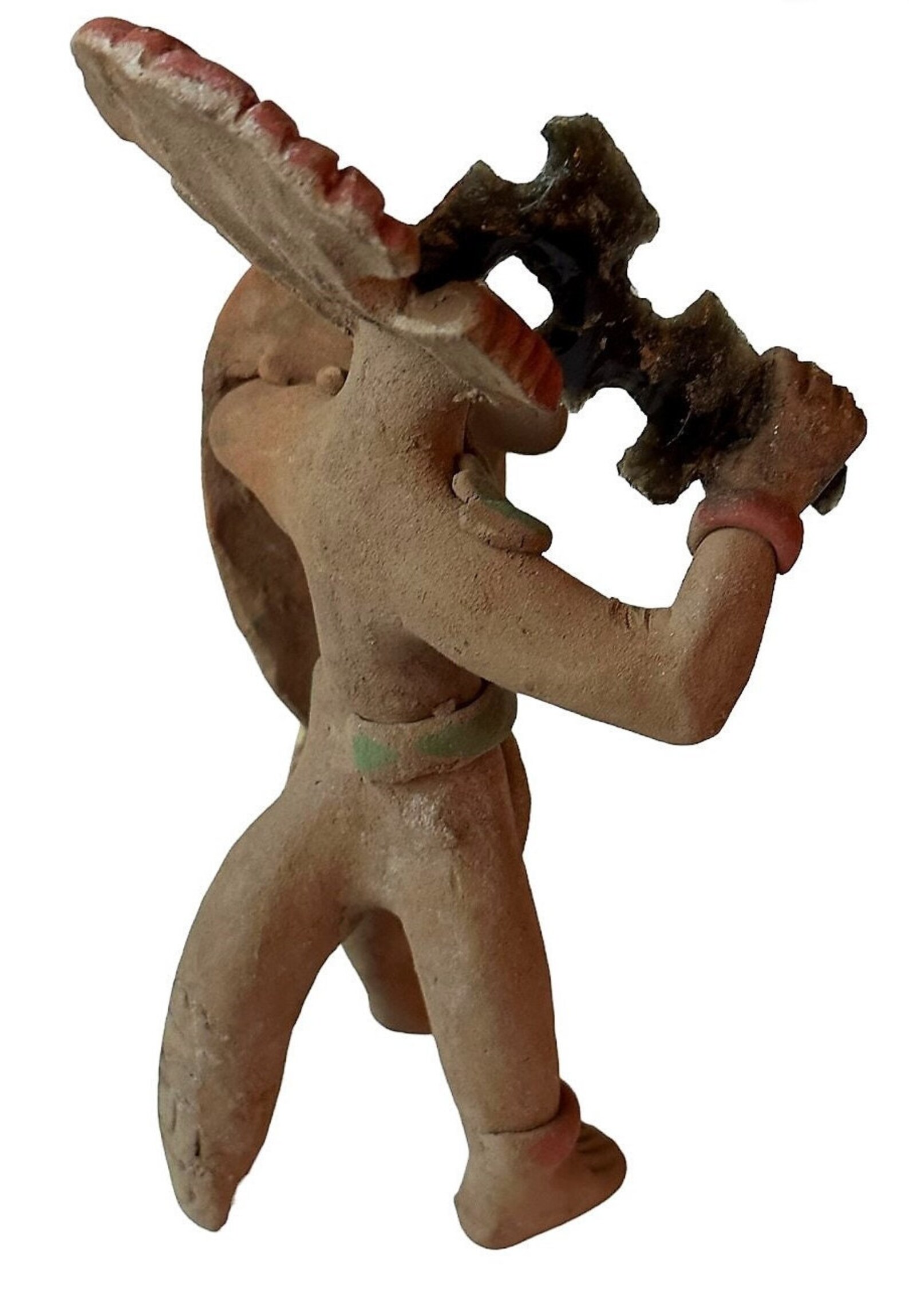 Jaina Mayan Style Clay Warrior Figure With Black Stone Axe - Etsy