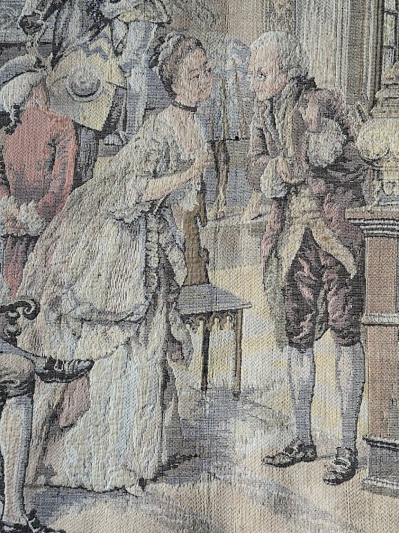 French Antique Signed Royalty Parlor Scene Tapestry by Artist Jacques ...