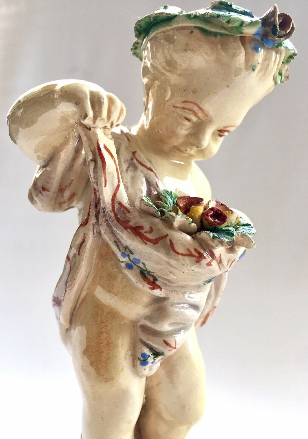 Meissen/dresden (attributed To) Renaissance Putto Ceramic Signed Figure ...