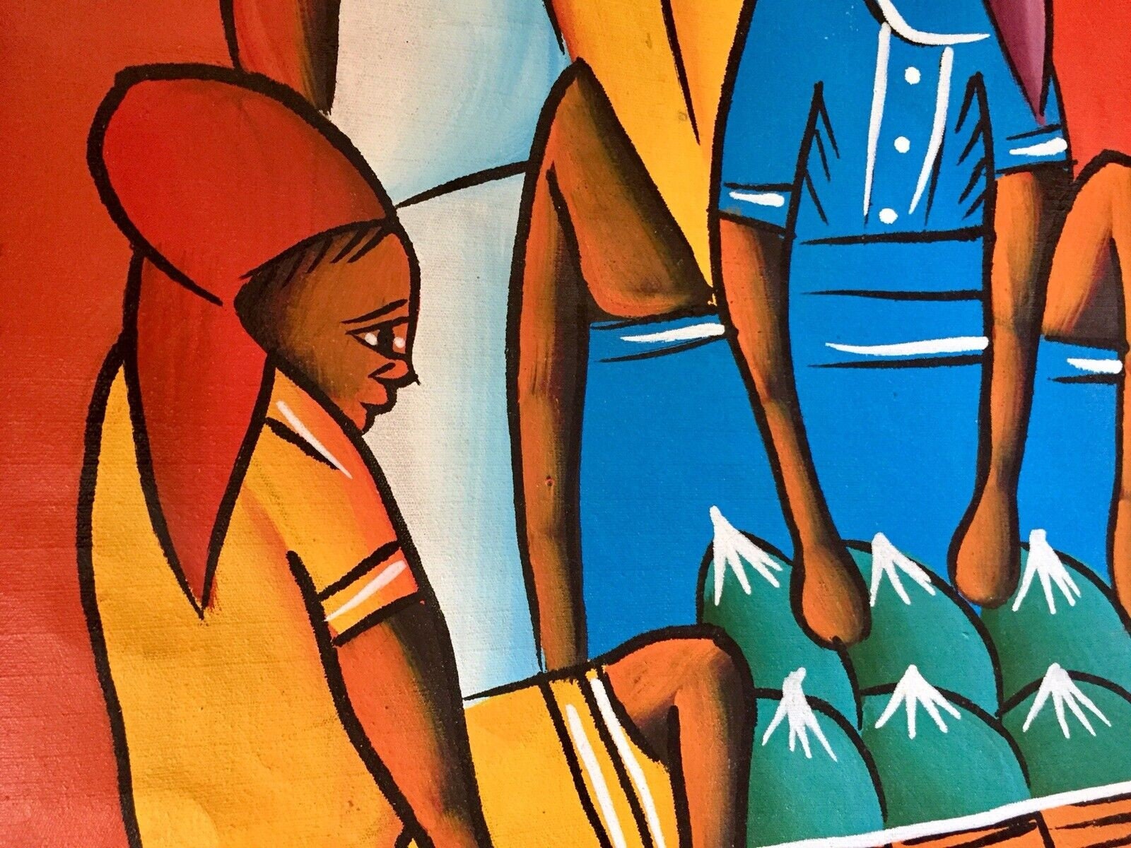 Afro Caribbean Folk Art Original Acrylic on Stretched Fabric Signed ...