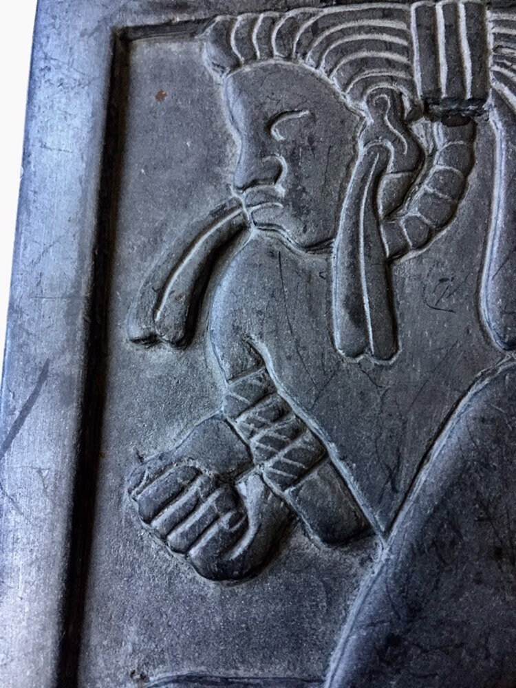 Mayan Black Stone Carved Art Plaque Relief Model After the Original Pre ...