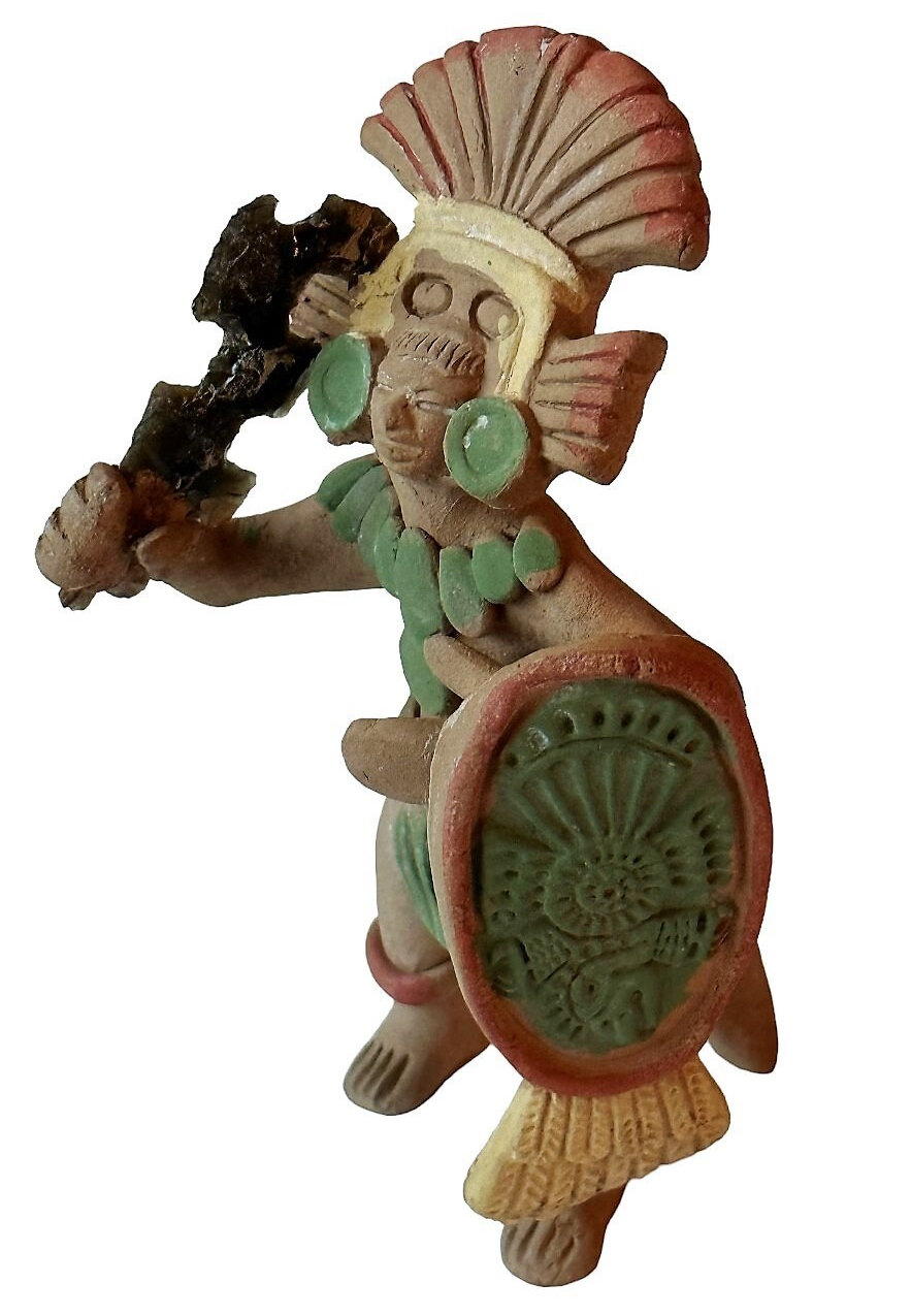 Jaina Mayan Style Clay Warrior Figure With Black Stone Axe - Etsy