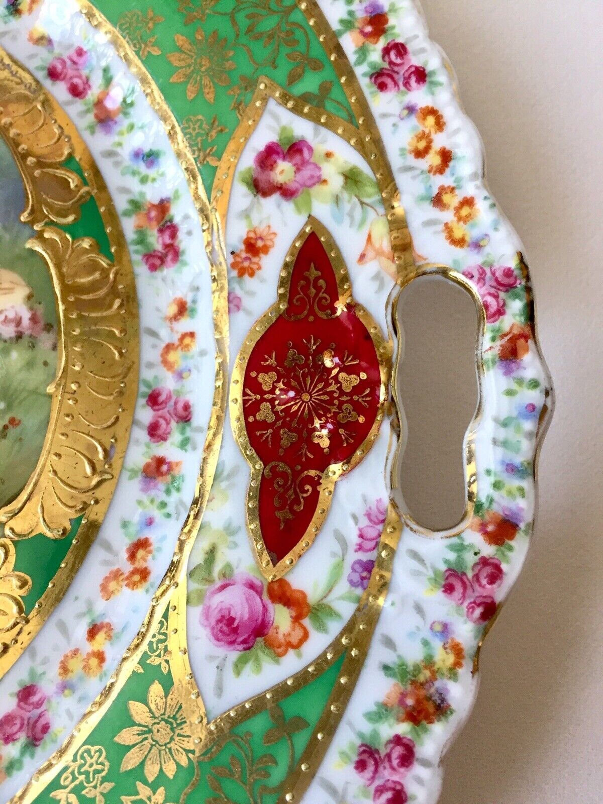Antique Royal Vienna Style Decorative Porcelain 2 Handles Charger Plate ...