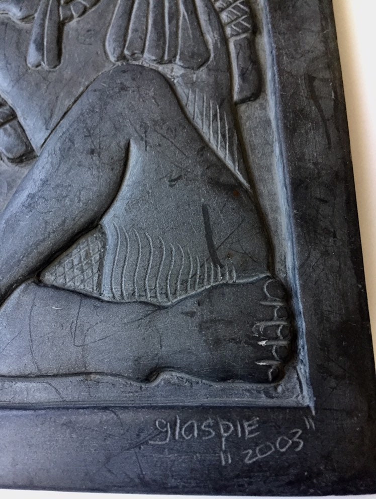 Mayan Black Stone Carved Art Plaque Relief Model After the Original Pre ...