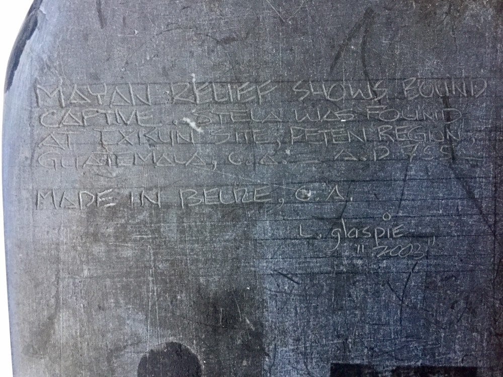 Mayan Black Stone Carved Art Plaque Relief Model After the Original Pre ...