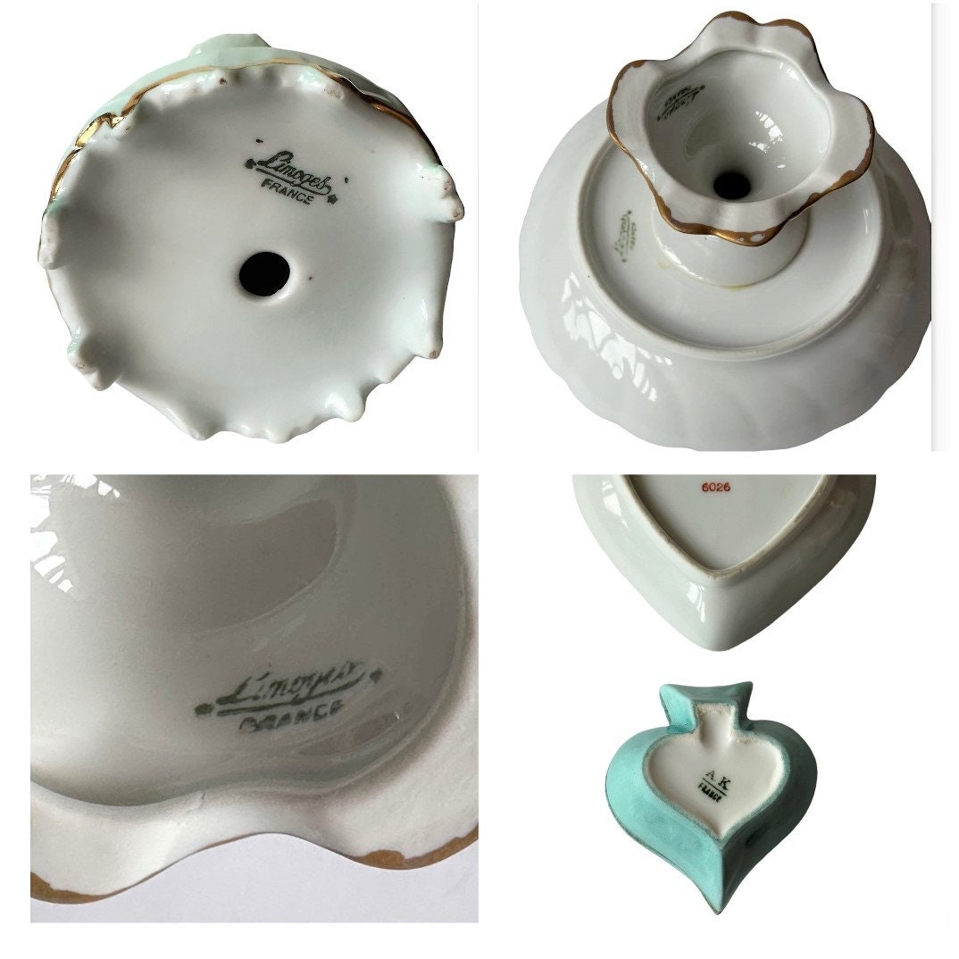 France Sevres Color Limoges Signed Celeste Turquoise Grouping of Four ...