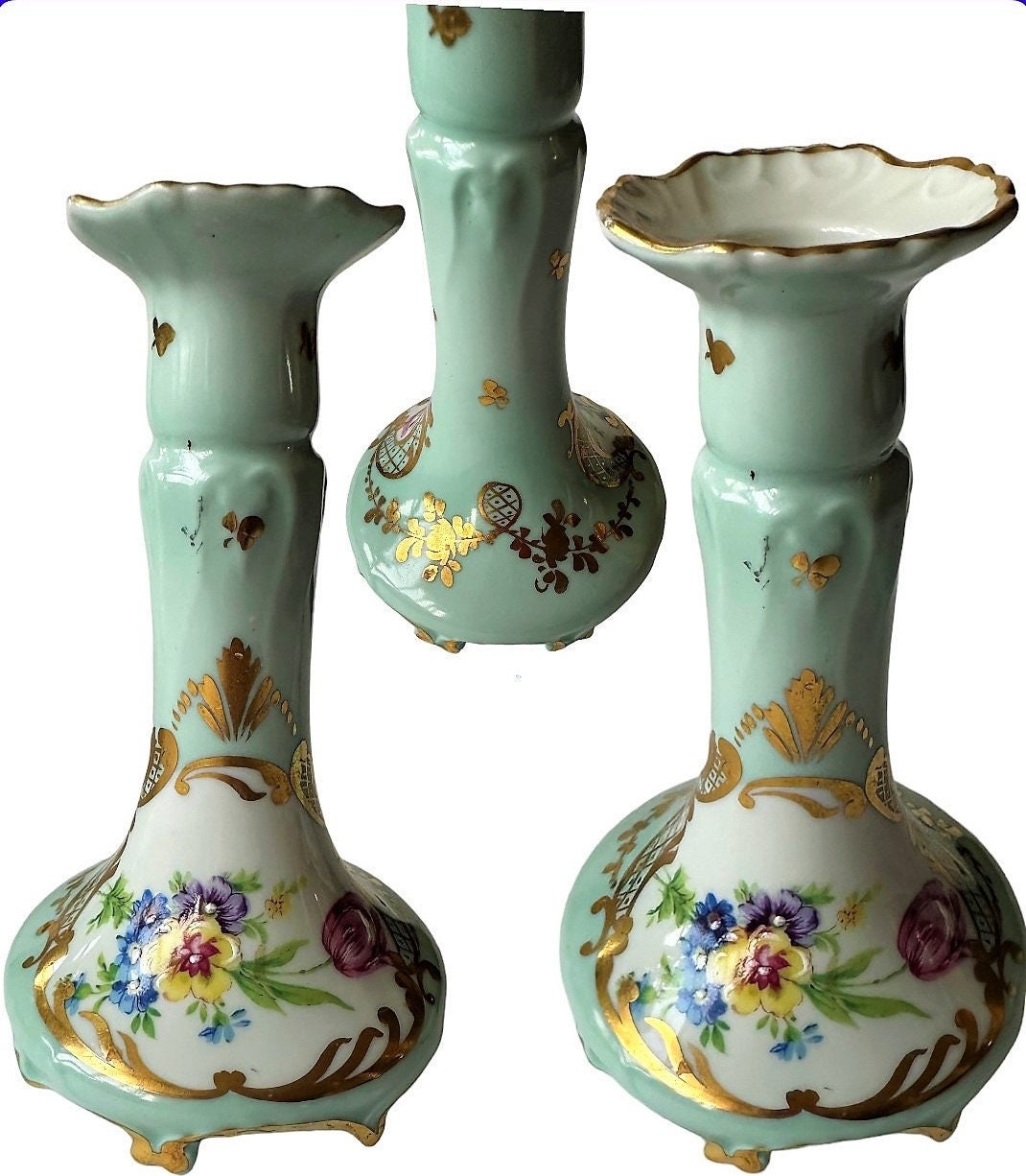 France Sevres Color Limoges Signed Celeste Turquoise Grouping of Four ...
