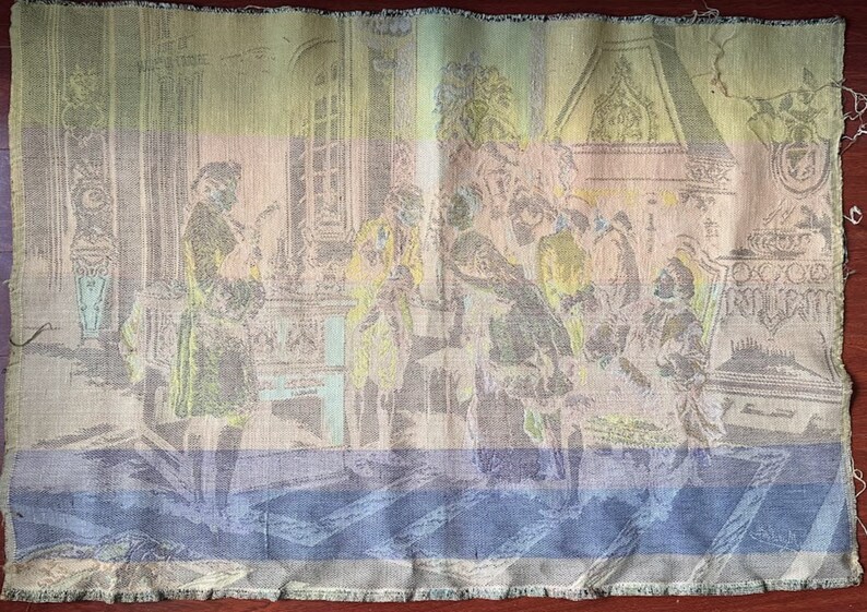 French Antique Signed Royalty Parlor Scene Tapestry by Artist Jacques ...