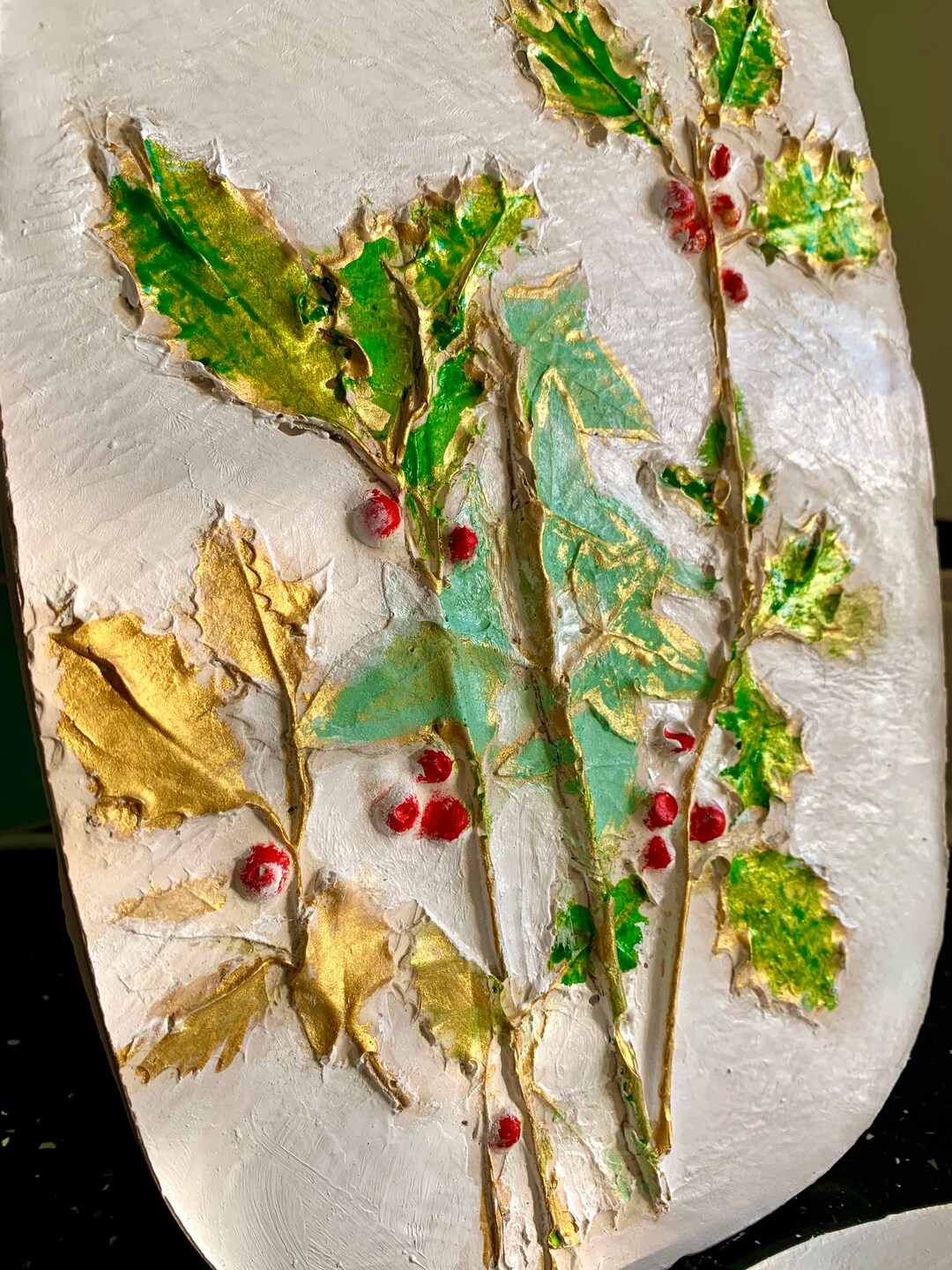 The Holly & the Ivy Imprint Plaster Cast - Etsy