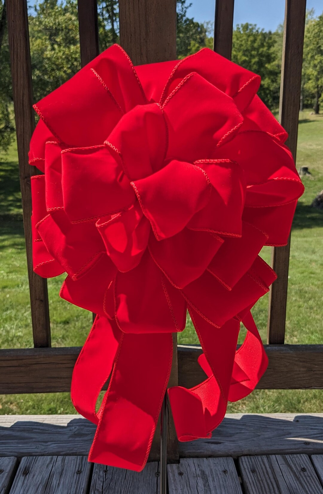 Red Velvet Christmas Tree Topper Bow, Red Christmas Tree Bow, Red ...