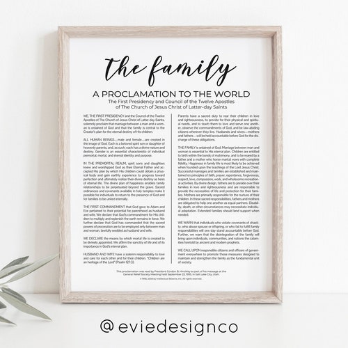 The Family: A Proclamation to the World LDS Print Digital - Etsy