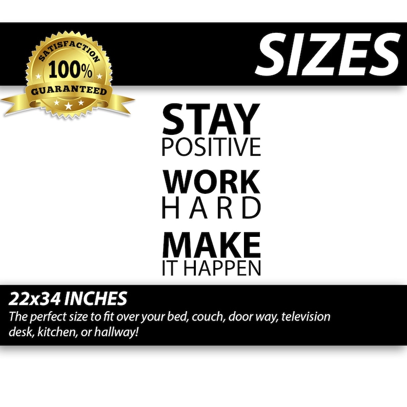 Stay Positive Work Hard Make It Happen Motivational Wall Decal - Etsy