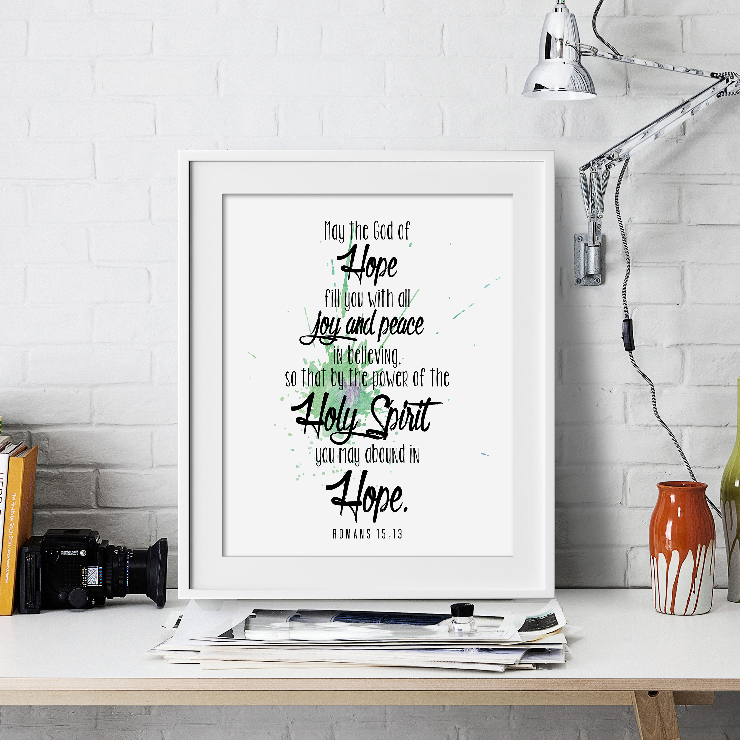 Romans 15:13 Bible Inspirational Wall Art Motivational Quote Art Print ...