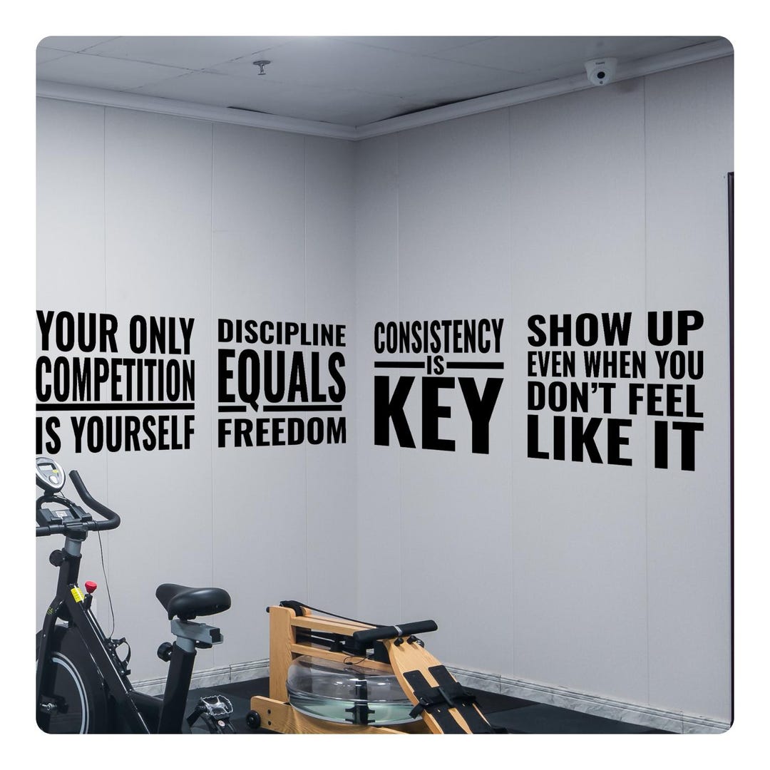Motivational Gym Wall Decals Set – Consistency Quotes – Fitness Wall ...