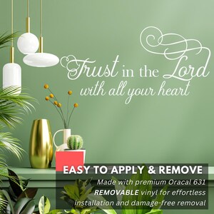 Trust in the Lord Wall Decal - Motivational Inspirational Quote Sticker ...