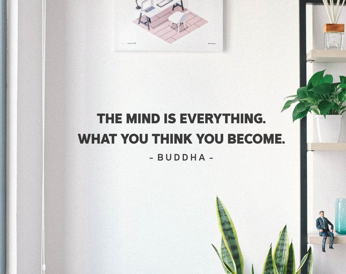 The Mind is Everything Buddha Wall Decal Quotes Inspirational Stickers ...