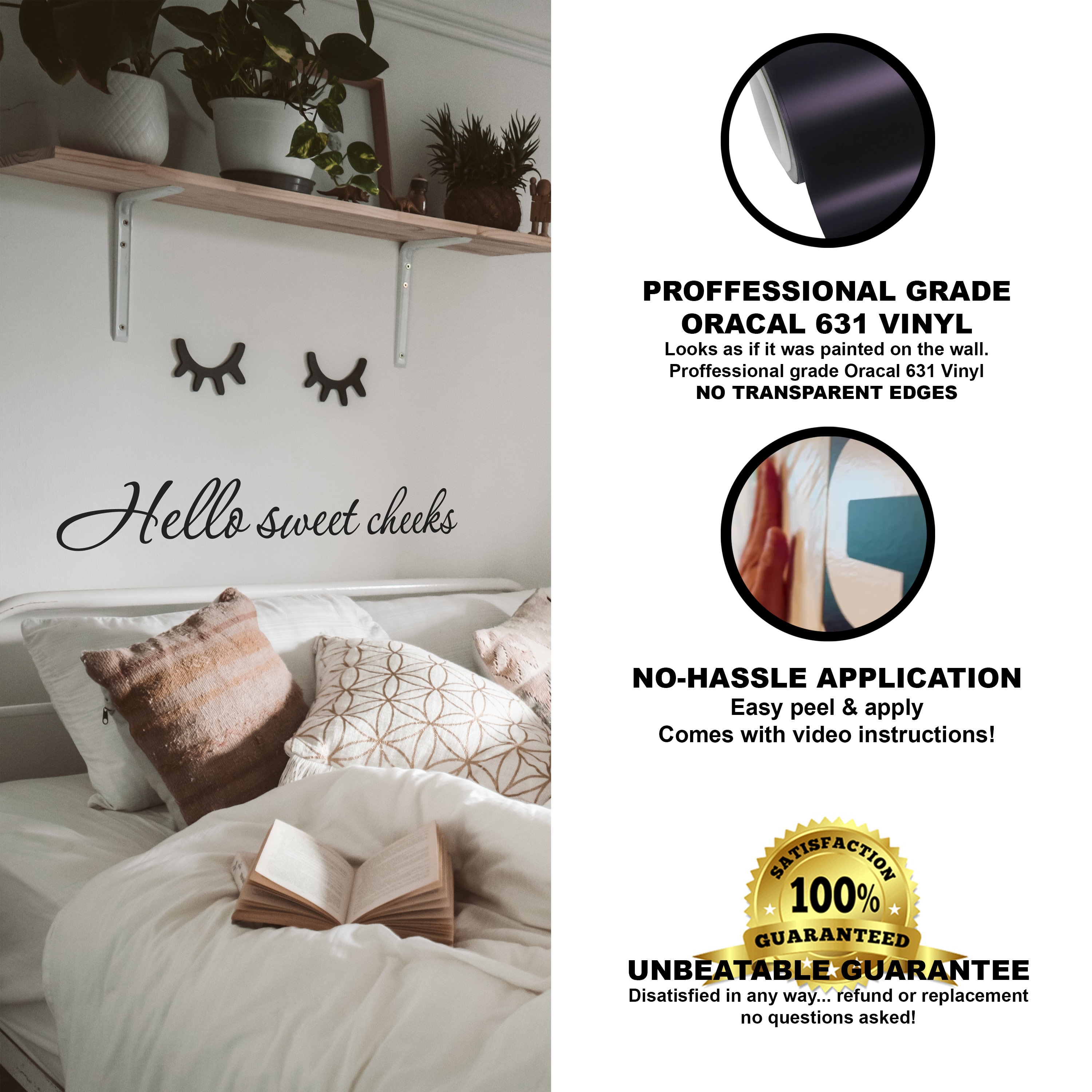 Hello Sweet Cheeks Wall Decal Love Quote Sticker for Bedroom - Etsy