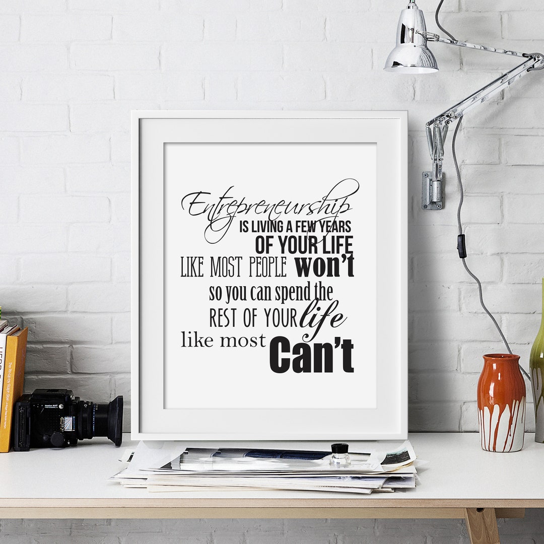 Entrepreneurship Quote Art Print, Inspirational Office Decor - Etsy